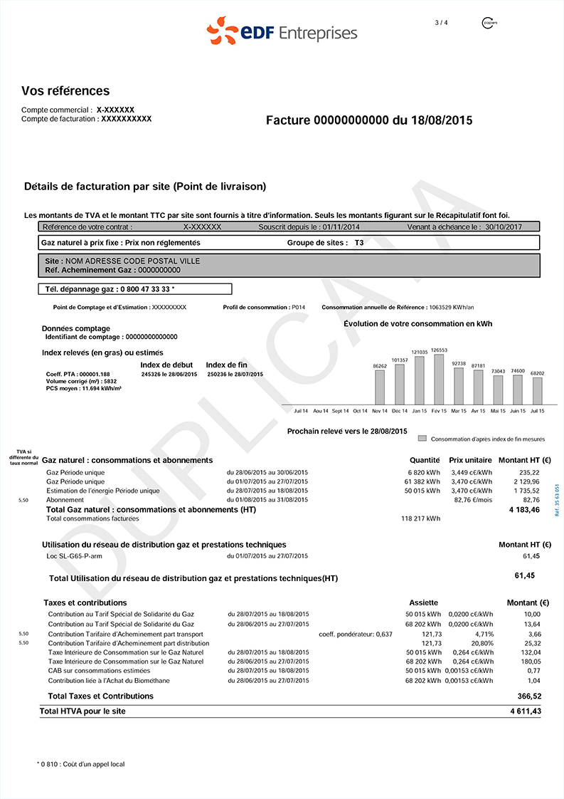 Consommation > à 300 MWh I Facture Offre de marché | EDF France